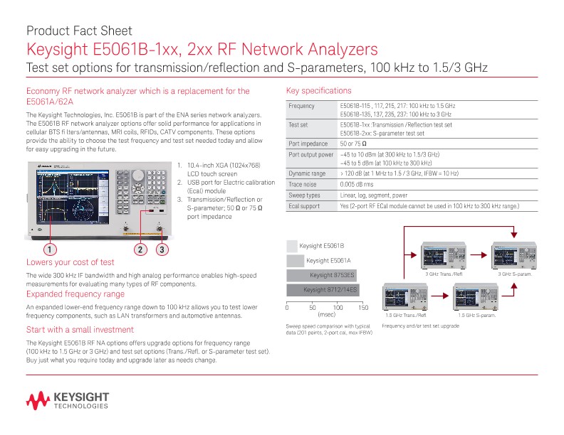 E5061B-1xx, 2xx RF Network Analyzers PDF Asset Page | Keysight